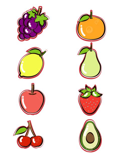 Dibujos Animados Originales Frutas Simples Disponibles Comercialmente