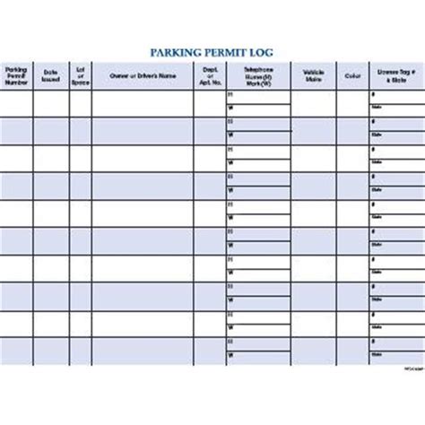 Parking Permit Log Book Large Hd Supply
