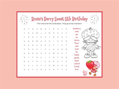 Made To Order Digital Word Search Placemat Strawberry Vintage
