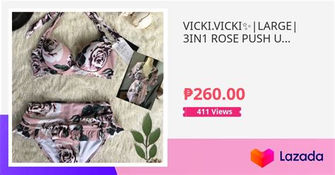 Vicki Vicki Large 3in1 Rose Push Up Underwire Ruffles Mid Rise