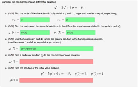 Solved Consider The Non Homogeneous Differential Equation
