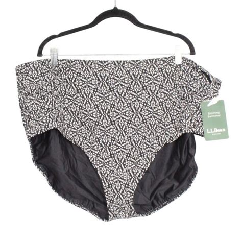 Ll Bean Swim Ll Bean Black Floral Upf4 High Rise Bikini Bottoms