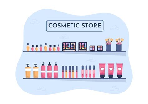 Cosmetics Store With Girl Skincare And Beauty Products Choice In In