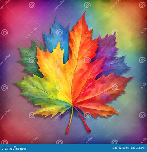 Maple Leaf Rainbow Digital Art Stock Illustration Illustration Of