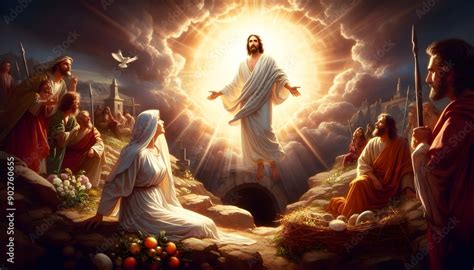 The Resurrection Of Jesus Christ With An Empty Tomb And A Radiant
