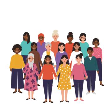 Diverse Group Of Women Standing Together Smiling With Various