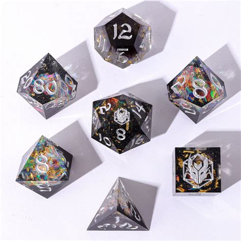 Hymgho Captured Magic Sharp Edge Resin Dice Set Galactic Dust