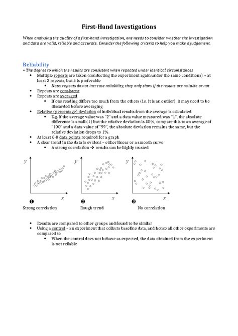 Accuracy Reliability Validity 2018 First Hand Investigations When
