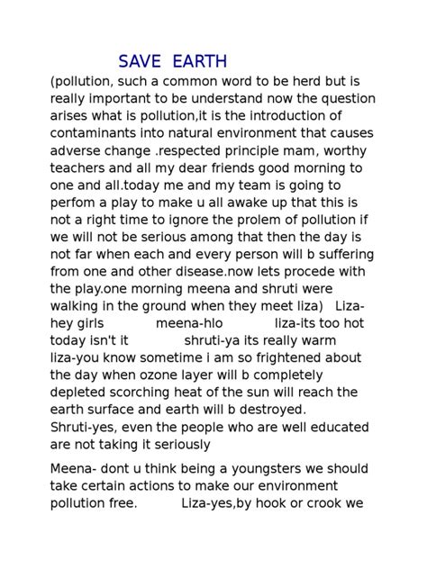 Script Save Earth Seminar Environmental Issues Environment