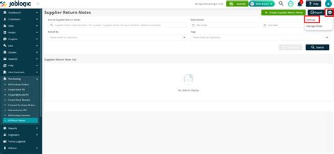 Supplier Return Notes
