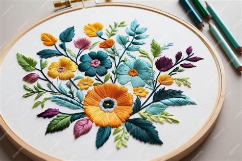 Modelo De Ilustração De Desenho De Bordado Foto Premium