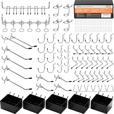 Incly 122pcs Pegboard Accessories Organizer Kit Peg Board Hooks Set