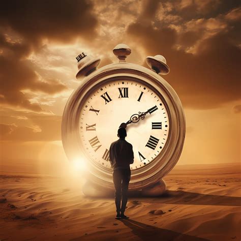 Premium Ai Image A Man Stands In Front Of A Clock In The Desert