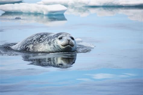 Premium Ai Image Leopard Seal On Ice Sea Animal Photography