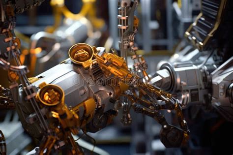 Close Up Of Robotic Arms Assembling Spacecraft Components Stock Illustration Illustration Of
