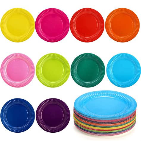 150 Pcs Colorful Paper Plates For Party 9 Inch Disposable Dinner Plates