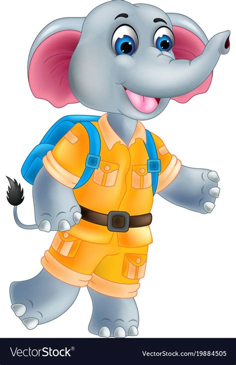 Funny Elephant Cartoon Posing With Laughing Royalty Free Vector