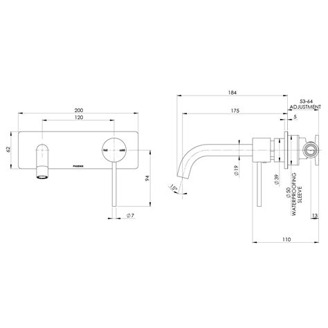 Phoenix Vivid Slimline Switchmix Wall Basin Bath Mixer Set 180mm