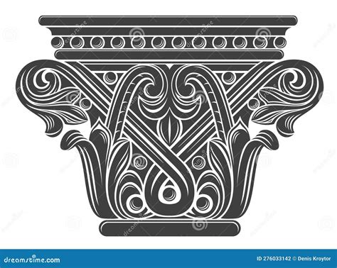 Capital Of A Medieval Cathedral Gothic Column Vector Illustration 276205000