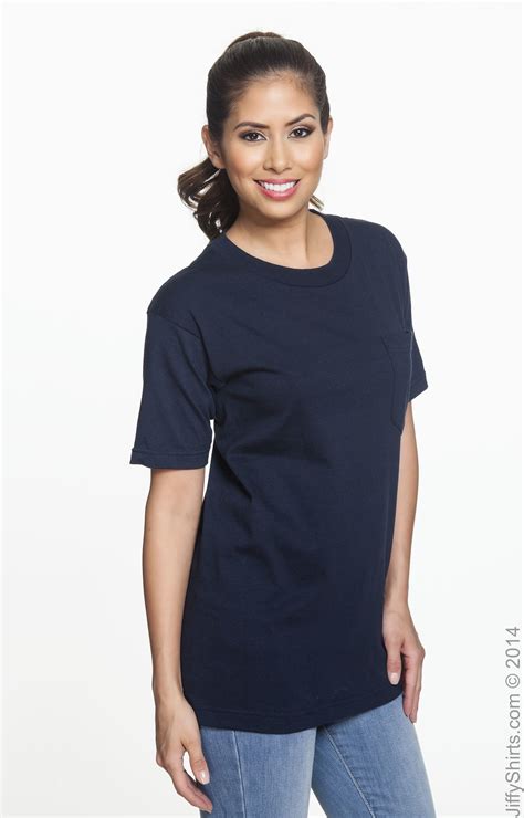 Bayside Unisex Cotton Pocket T Shirt Ba3015 Navy Jiffy