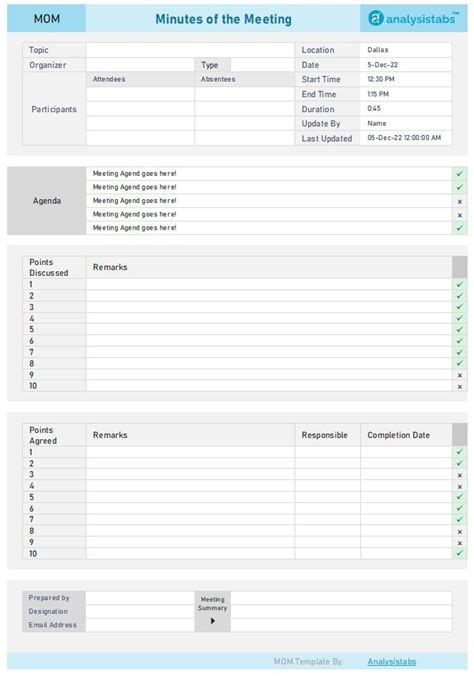 Mom Format Minutes Of Meeting Excel Template Free Download Artofit