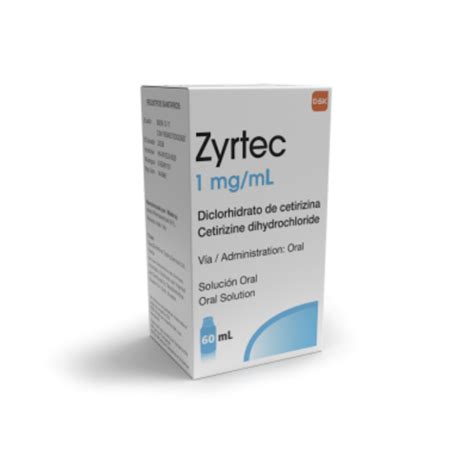 Cetirizina 1mg Ml Zyrtec Gsk Farma Solución Oral X 60 Ml