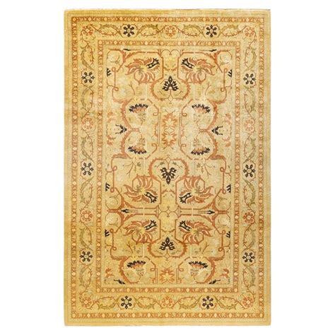 One Of A Kind Hand Knotted Oriental Mogul Yellow Area Rug For Sale At