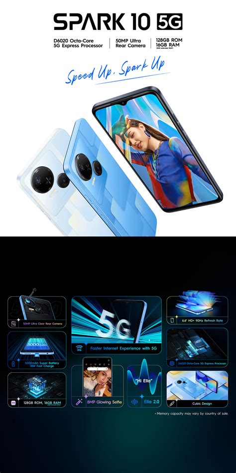 Tecno Spark 10 5g Smartphone 8gb Ram 128gb Rom D6020 Octa Core Processor 50mp Rear