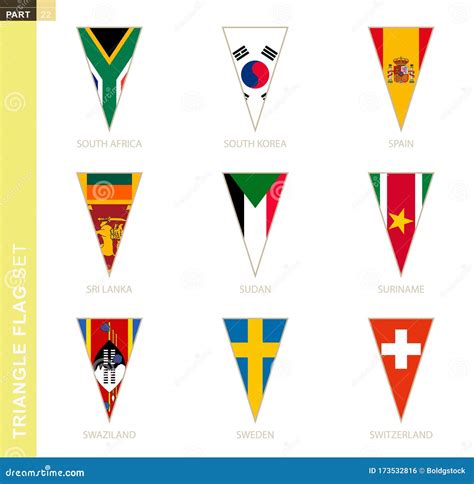 Triangle Flag Set Stylized Country Flags Vector Illustration