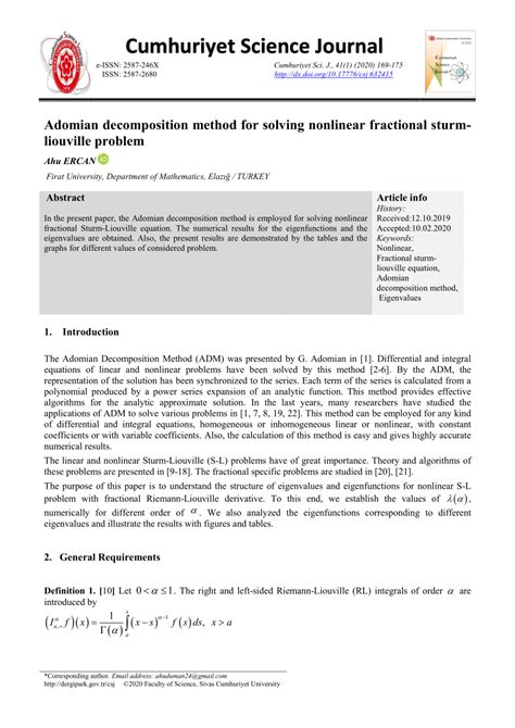 Pdf Adomian Decomposition Method For Solving Nonlinear Fractional