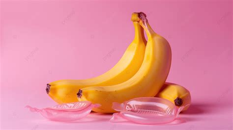 Condoms And Two Bananas Together Concept Of Contraceptives Background