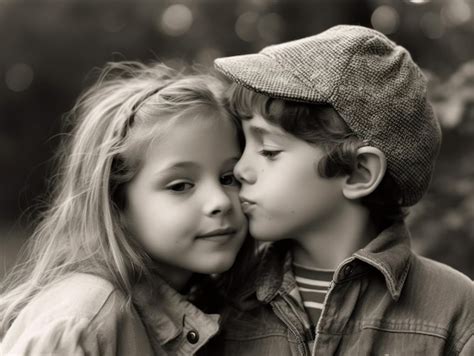 Premium Ai Image Boy Kissing Girl On Cheek
