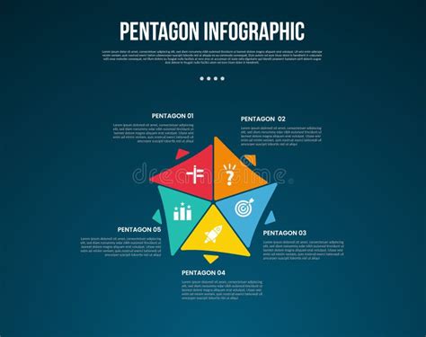 Pentagon Base Shape Template Infographic With Piechart Distance With