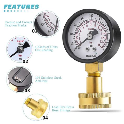 Water Pressure Gauge Kit Universal Water Pressure Test Gauge With Lead