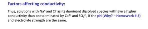 Solved Factors Affecting Conductivity Thus Solutions With