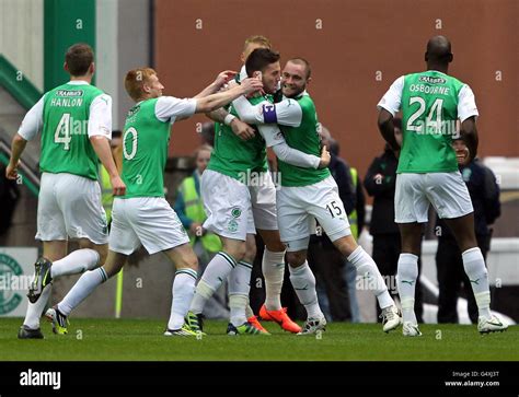 Hibernians Matthew Docherty Celebrates Scoring During The Clydesdale Bank Scottish Premier