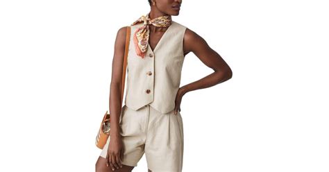 Jmclaughlin J Mclaughlin Bevin Linen Blend Vest In Brown Lyst