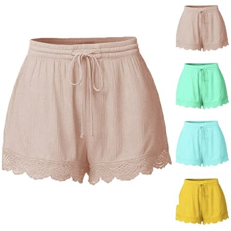 Agwolf Womens Summer Shorts Plus Size Lace Trim Short Loungewear Comfy