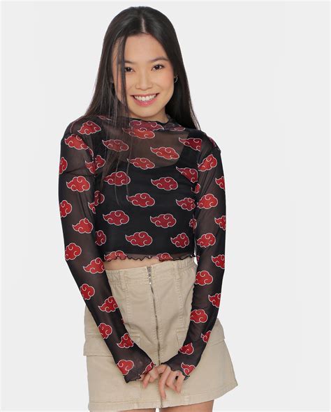 Riachuelo Blusa Cropped Juvenil Manga Longa Em Tule Naruto Pretovermelho Tam 10 A 18
