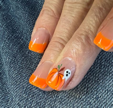 Pumpkin French Tips Nails Nail Ideas Halloween Easy Halloween