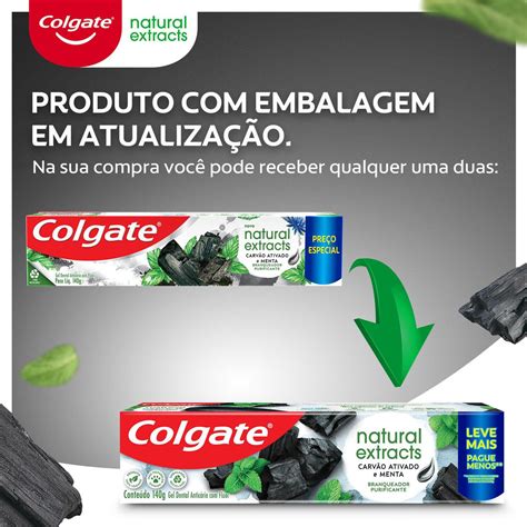 Creme Dental Colgate Natural Extracts Carvão Ativado 140g Extrafarma