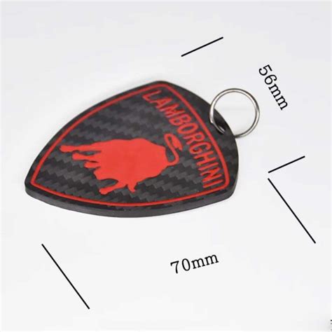 Lamborghini Red Suede Keychain With Carbon Fiber Shield Pendant