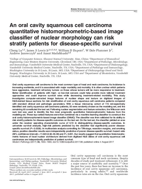 Pdf An Oral Cavity Squamous Cell Carcinoma Quantitative