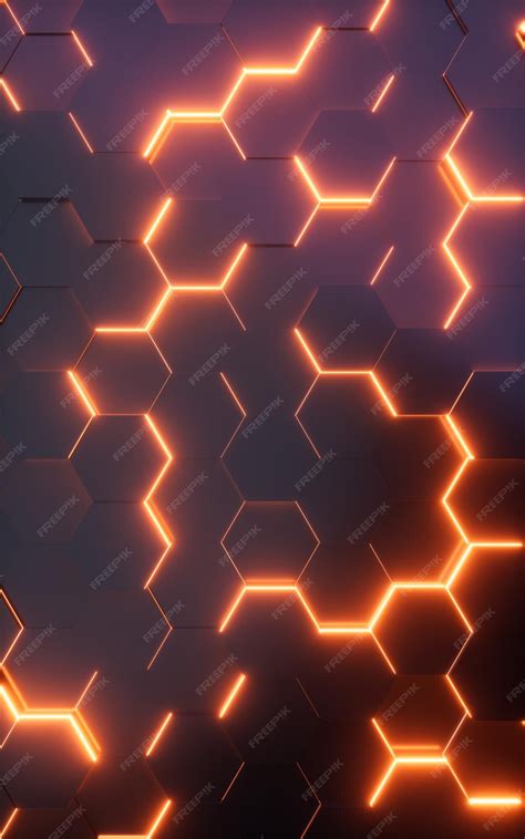 Premium Photo Glowing Hexagonal Background Pattern 3d Rendering