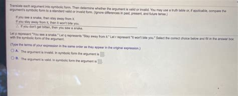 Solved Translate Each Argument Into Symbolic Form Then