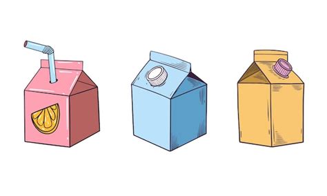 Una Caja De Leche Se Muestra Con Diferentes Colores Vector Premium