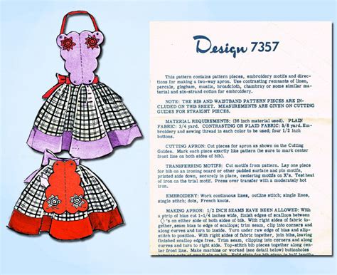 1950s Vintage Design Mail Order Transfer Pattern 7357 Misses Full Apro