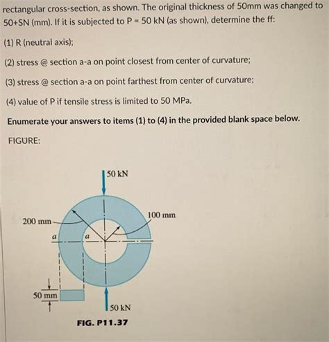Solved Rectangular Cross Section As Shown The Original Chegg