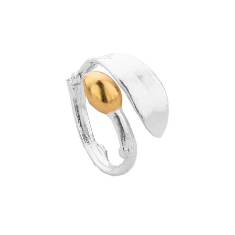 Thallo Athena Olive Ring 24k Gold And Sterling Silver