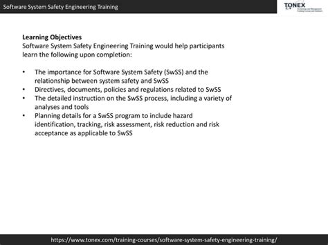Software System Safety Engineering Training Tonex Training Pptx